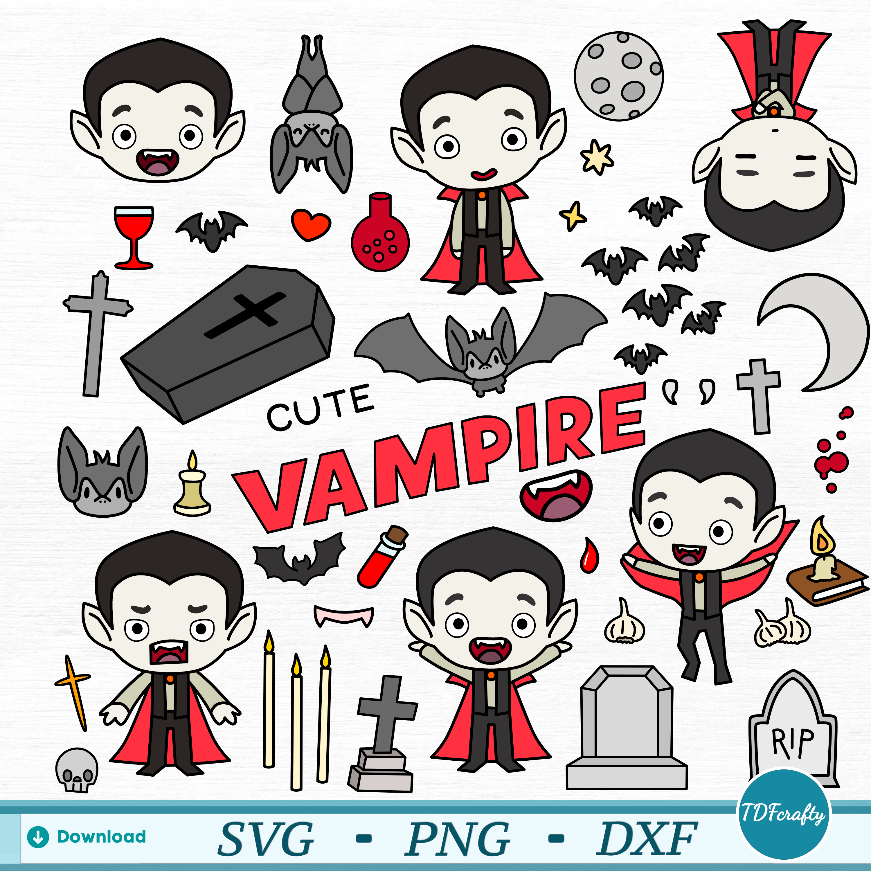 Cute Cartoon Vampire Color Bundle SVG Files | The Digital Files – Mr ...