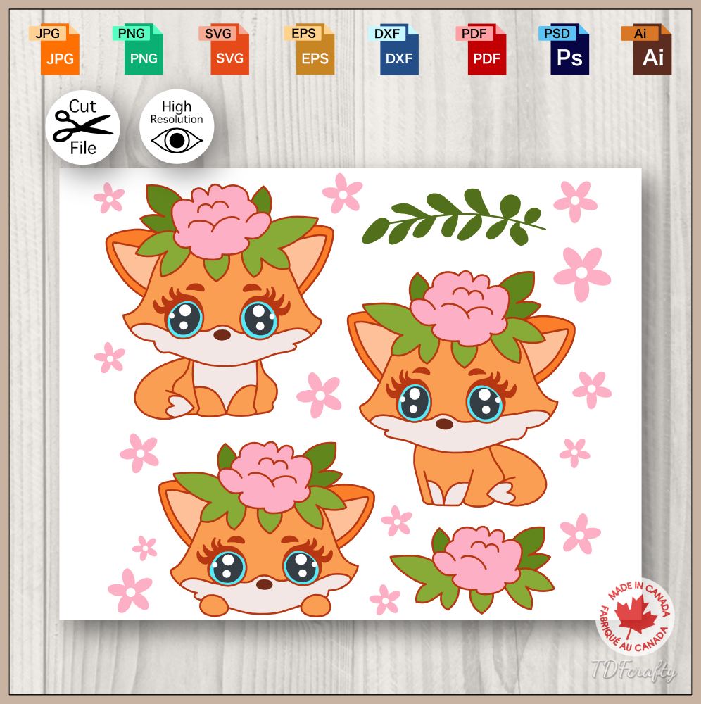 Cute Foxes Bundle SVG Designs | Clipart, Illustration, Cut File – TDFcrafty