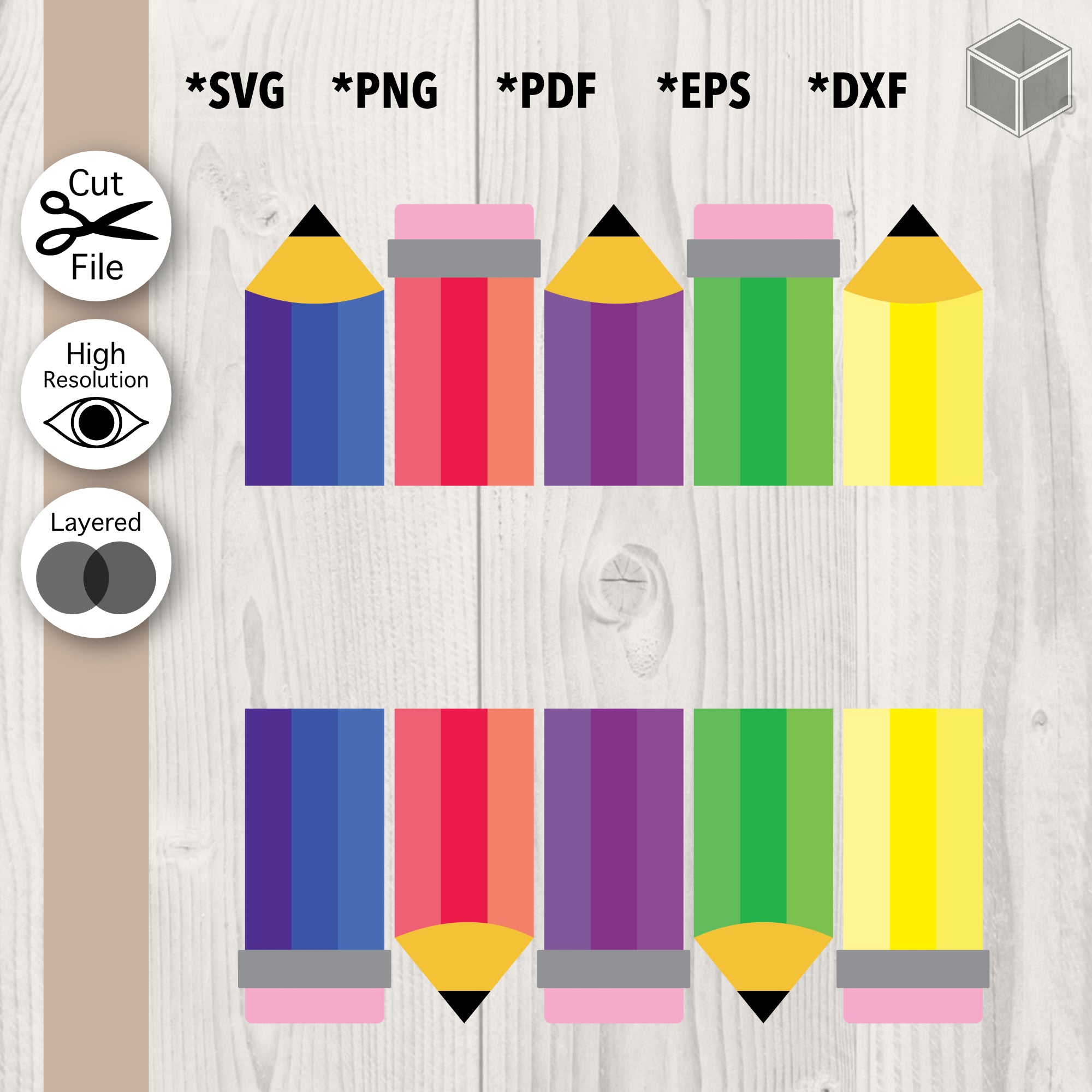 Colorful Pencils Label SVG Files | The Digital File – Mr. & Mrs. Crafty