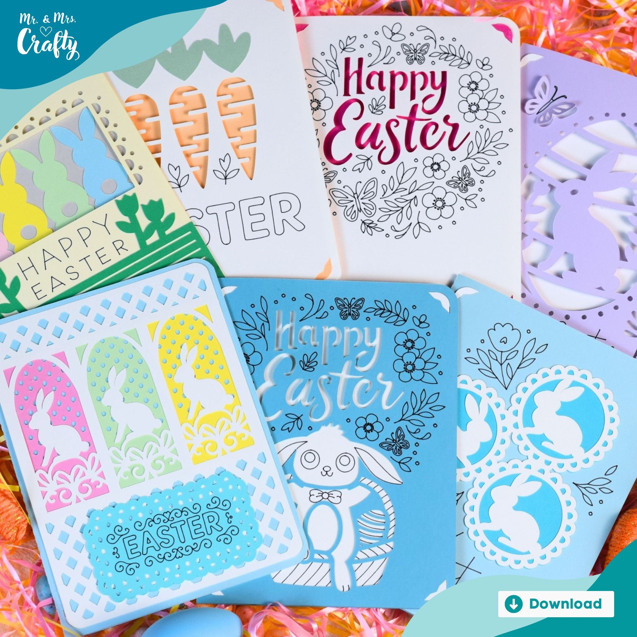 Happy Easter Cards Bundle of 7 SVG File | Mr. & Mrs. Crafty