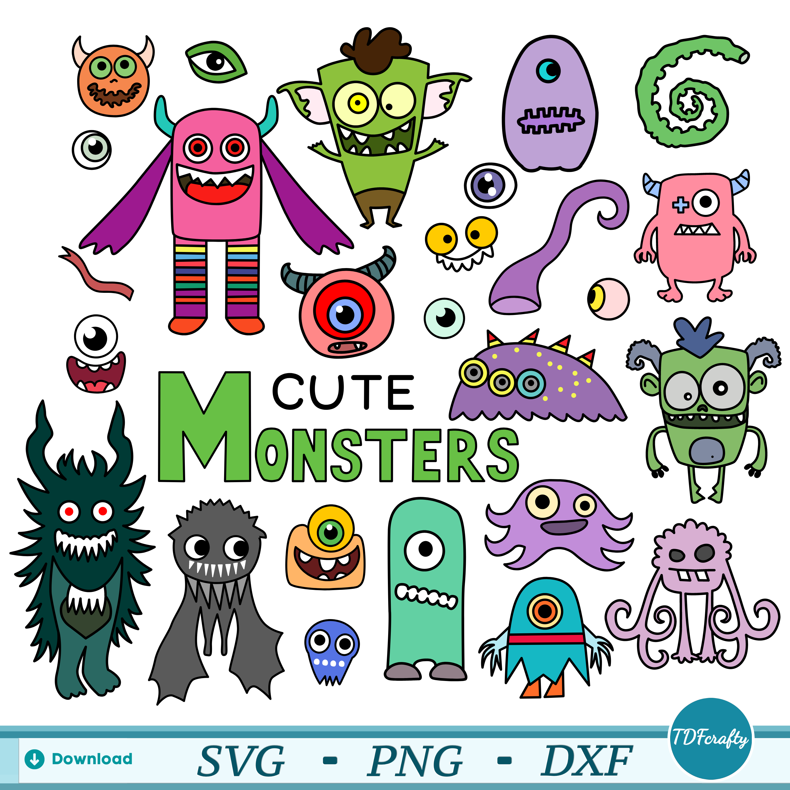 Cute Cartoon Monster Color Bundle SVG Files | The Digital Files – Mr ...