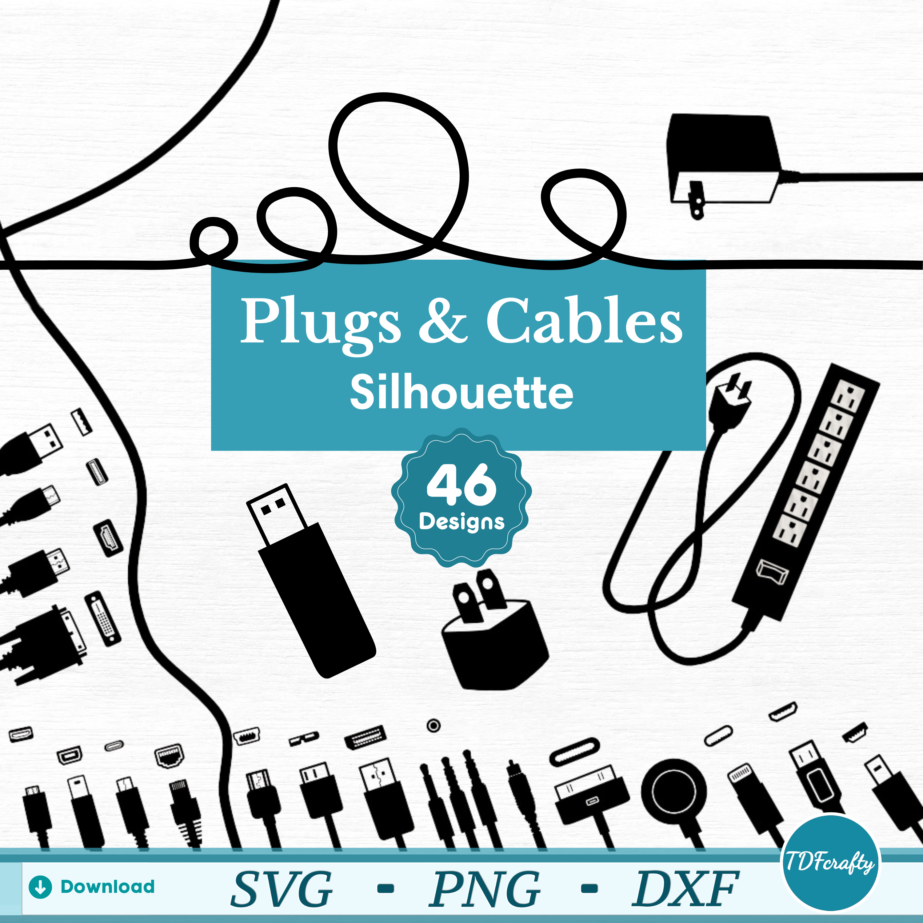 Electronic Cables Silhouettes Bundle SVG Cut Files | The Digital Files ...