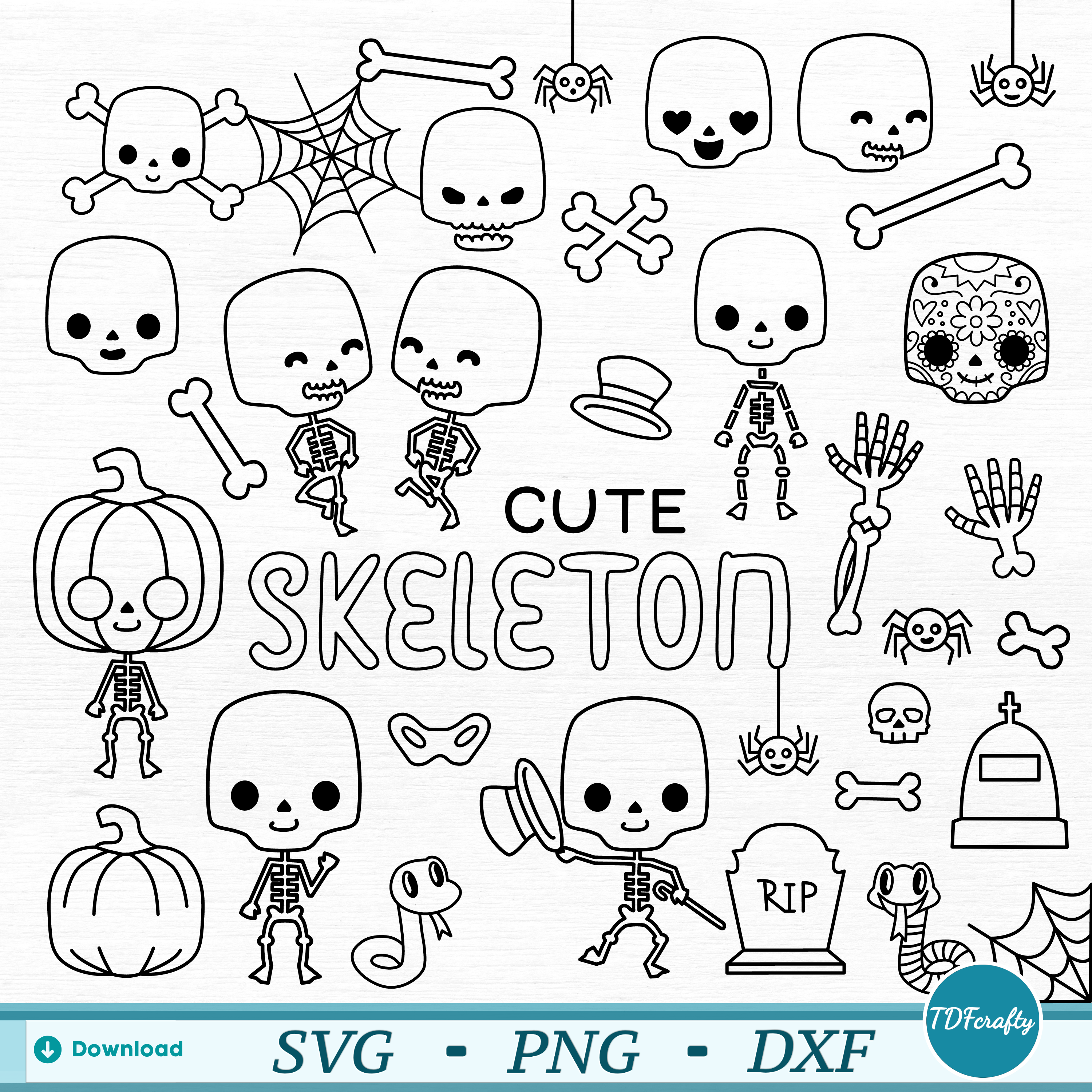 Skeleton Outline Bundle SVG, PNG, DXF Files | The Digital Files – Mr ...