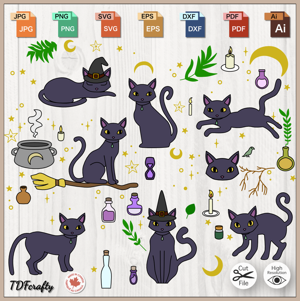 Witch Cats Bundle SVG Cut Files | The Digital Files – Mr. & Mrs. Crafty