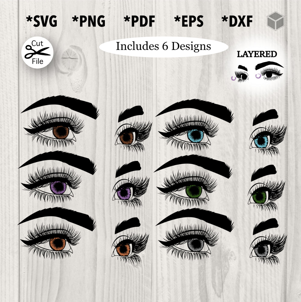 Pretty Eyeliner Eyes Color Set of 6 SVG Files | The Digital Files – Mr ...