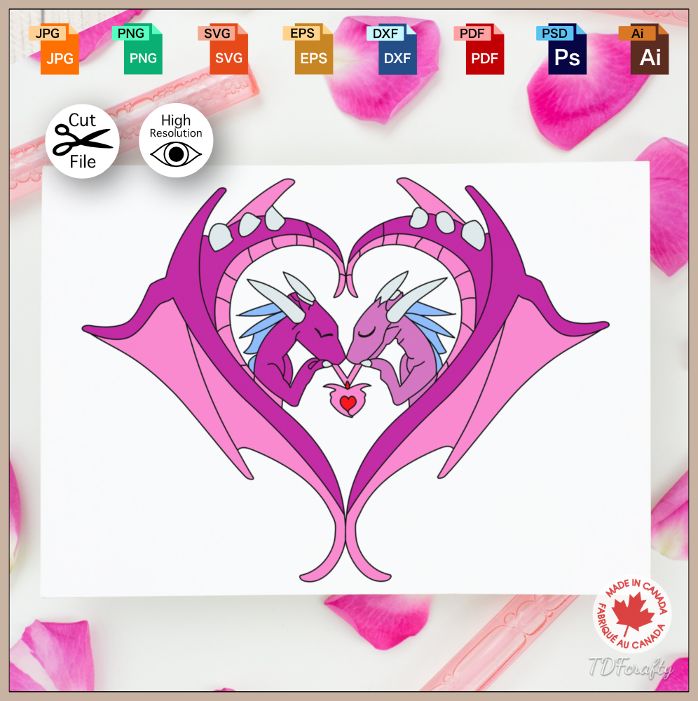 Two Dragons Forming A Heart