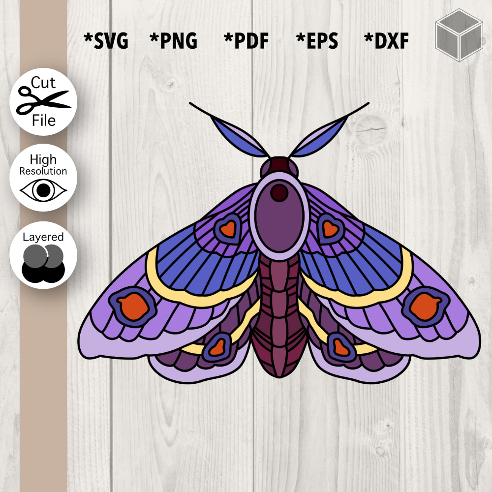 Detailed Purple Moth SVG File | The Digital Files – Mr. & Mrs. Crafty