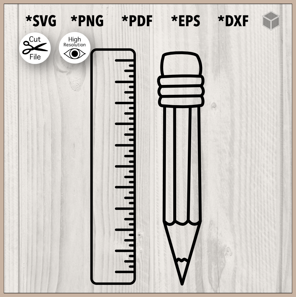 Cartoon Ruler And Pencil