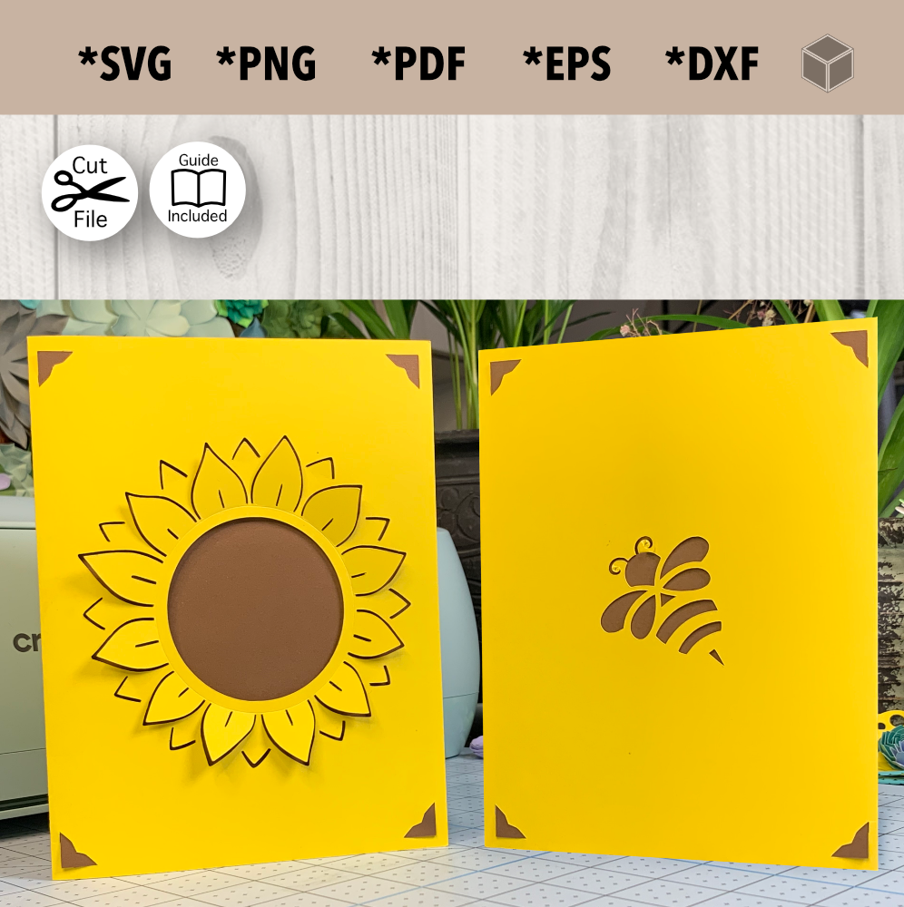 Sunflower Card + Envelope Template SVG File | The Digital Files – Mr ...