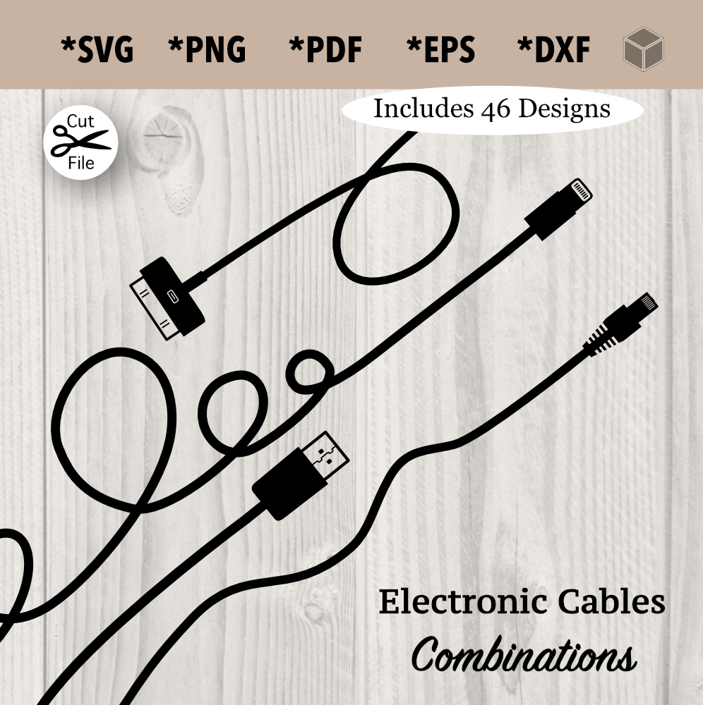 Electronic Cables Silhouettes Bundle SVG Cut Files | The Digital Files ...