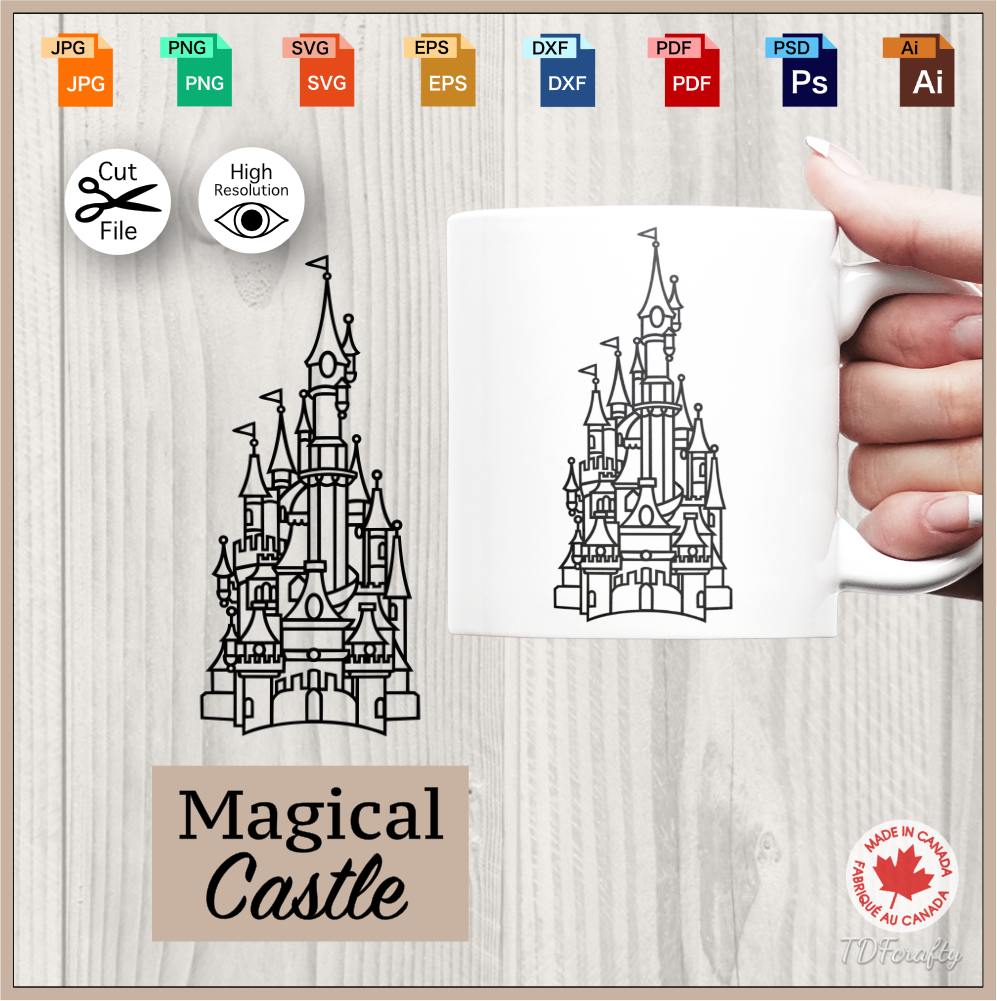 Magical Castle Outline SVG File | The Digital Files – Mr. & Mrs. Crafty