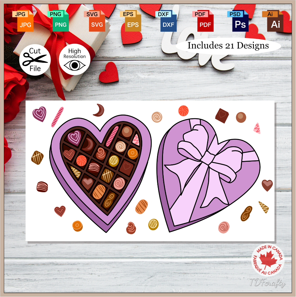 Heart Chocolate Box SVG File | The Digital Files – TDFcrafty