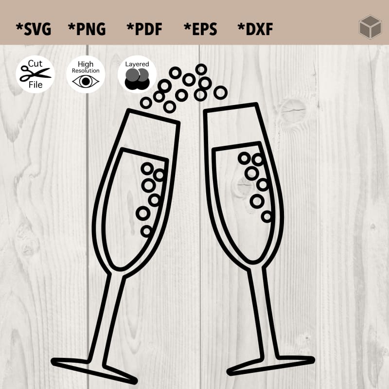 Copa De Champán Svg Para Cricut Ilustración De Set De Copa Para Vino