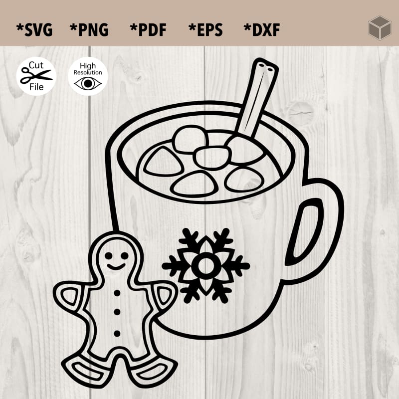 Hot Chocolate Outline SVG File | The Digital Files – Mr. & Mrs. Crafty