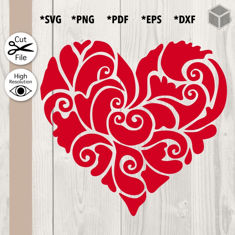 Red Swirly Heart SVG File | The Digital Files – Mr. & Mrs. Crafty
