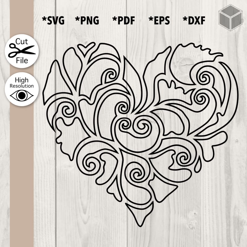Swirly Heart Outline SVG File | The Digital Files – Mr. & Mrs. Crafty