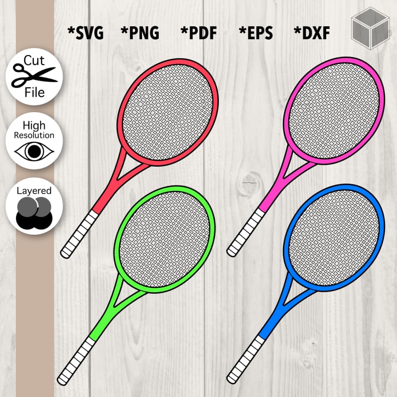 Tennis Racket Colors Set of 4 SVG File | The Digital Files – Mr. & Mrs ...