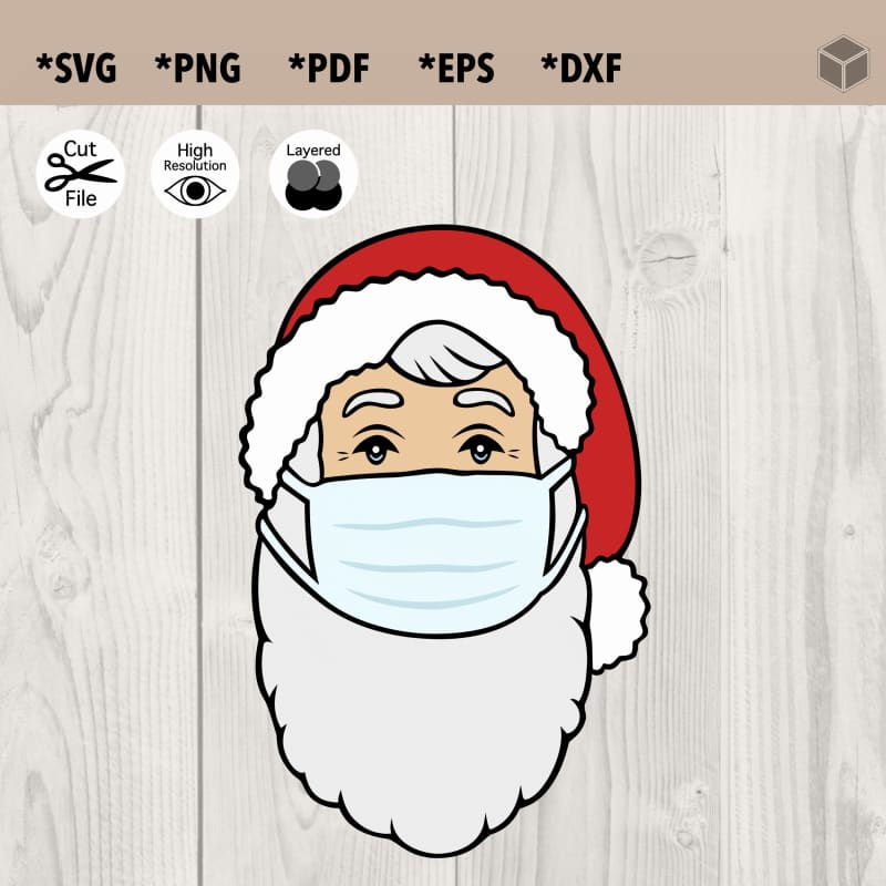 White Santa Face Mask SVG File | The Digital Files – Mr. & Mrs. Crafty