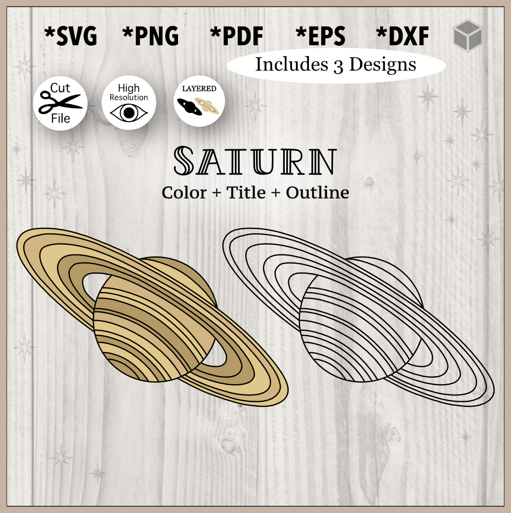 Saturn Color and Outline Set SVG | The Digital Files – Mr. & Mrs. Crafty