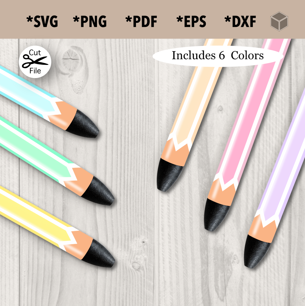 Pastel Pencils Rainbow Pen Wraps | The Digital Files – TDFcrafty