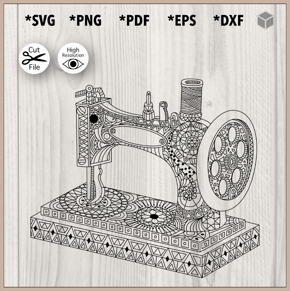 Zentangle Mandala Vintage Sewing Machine SVG File | The Digital Files ...